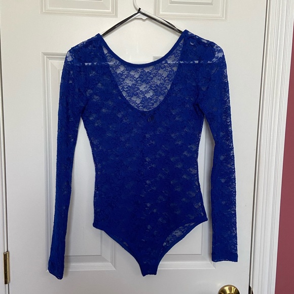 Forever 21 | Tops | 55 Blue Lace Bodysuit | Poshmark